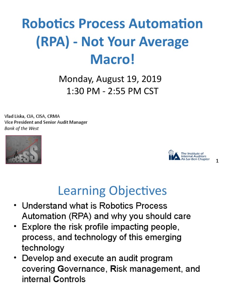 Robotics Process Automation (RPA) | PDF | Internal Control | Risk