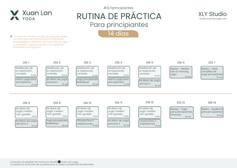 Calendario de Rutina 14 Días para Principiantes | PDF | Yoga ...