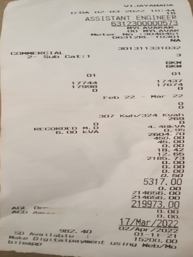 Electricity Bill Till March 2022 | PDF