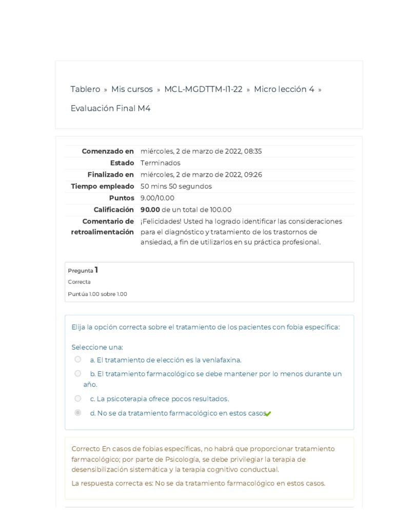 Evaluación Final M4 | PDF | Ansiedad | Benzodiazepinas