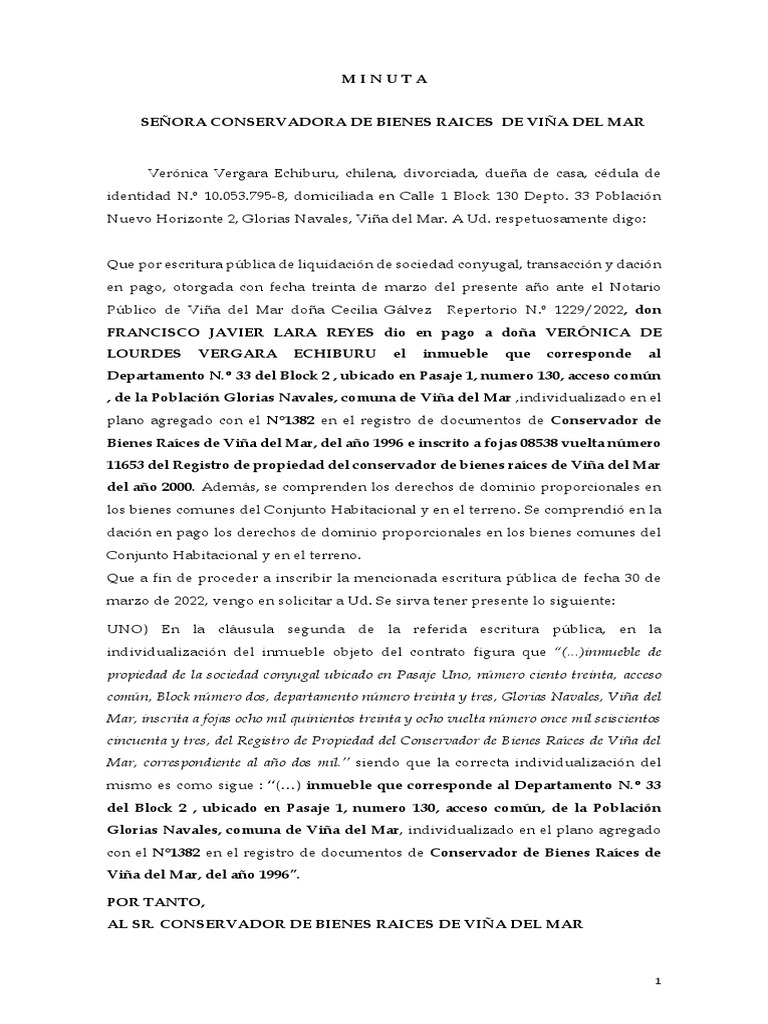 Minuta CBR Viña Vergara | PDF | Propiedad | Derecho Civil (Common Law)
