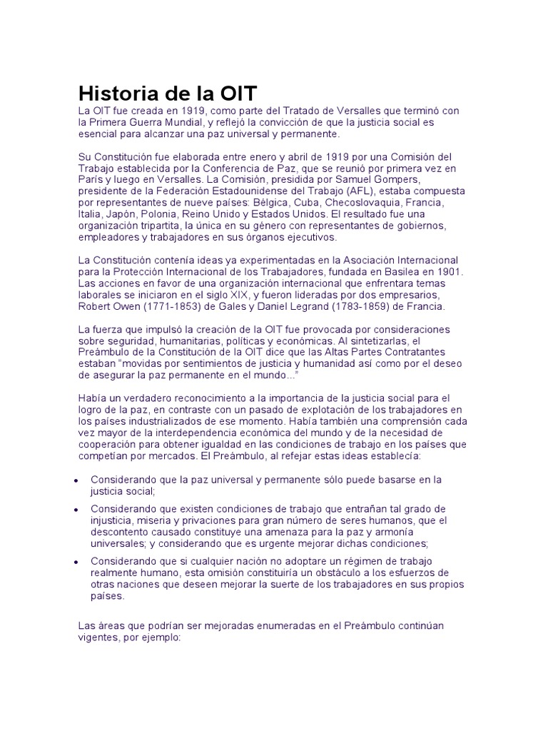Historia de La OIT | PDF