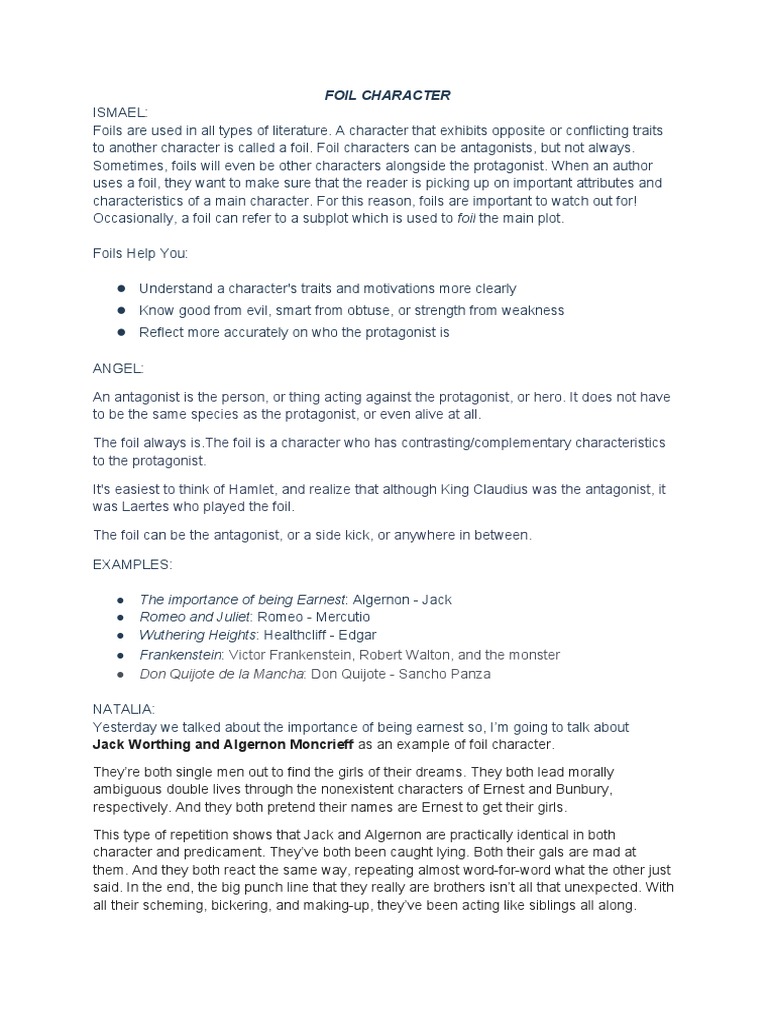 Foil Characters | PDF