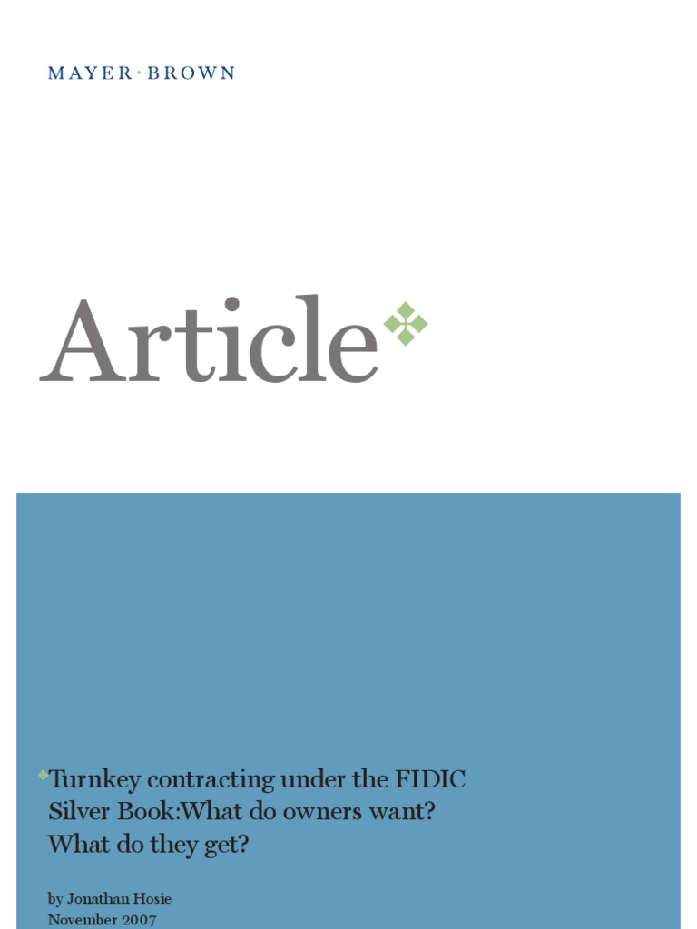 Fidic Silver Book Overview | PDF | Project Finance | Risk