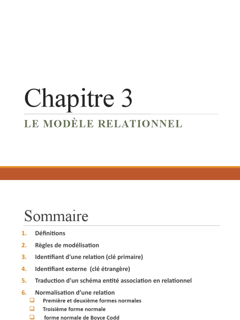 Cours de Bases de Données CH3 | PDF | Modèle relationnel | Données