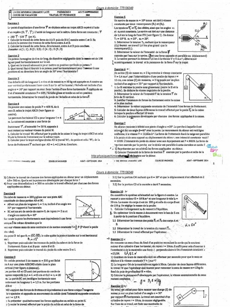 Travail Et Puissance 4 | PDF
