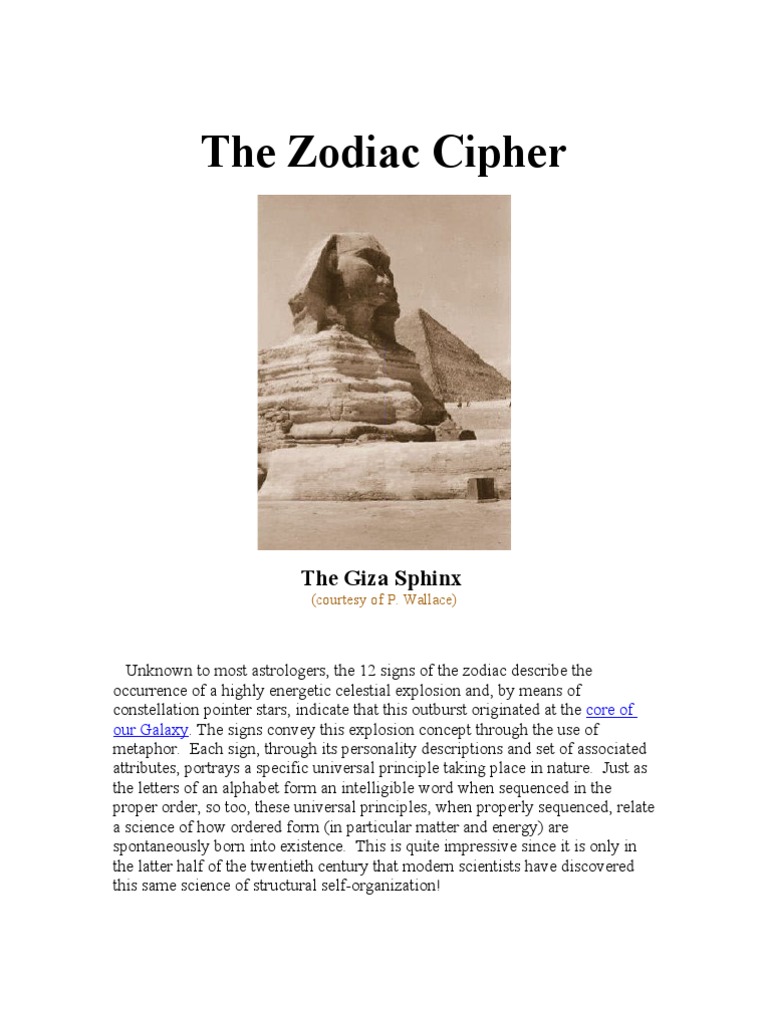 The Zodiac Cipher | PDF | Astrological Sign | Esoteric Cosmology