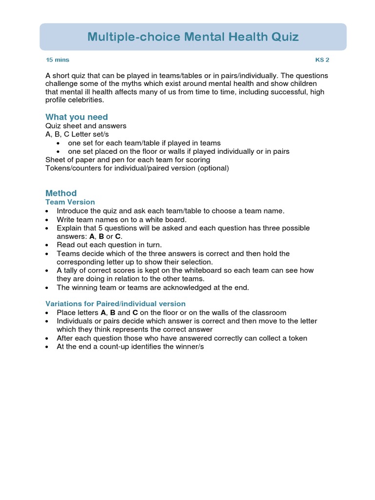 Primary Pack 8 Multiple Choice Quiz | PDF