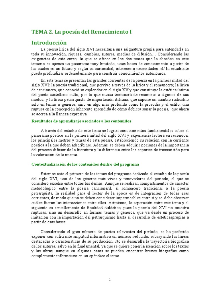 Tema 2 | PDF | Metro (poesía) | Poesía