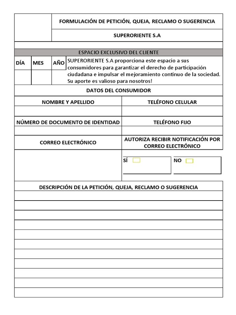 FORMATO DE PQRS | PDF