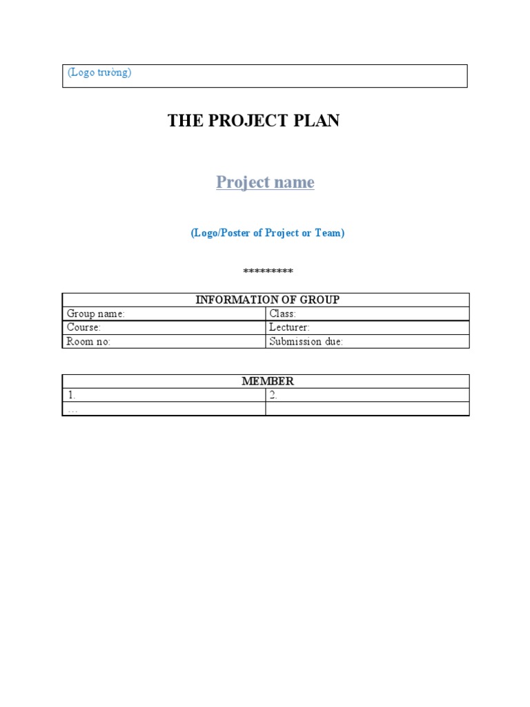 THE PROJECT PLAN Form | PDF
