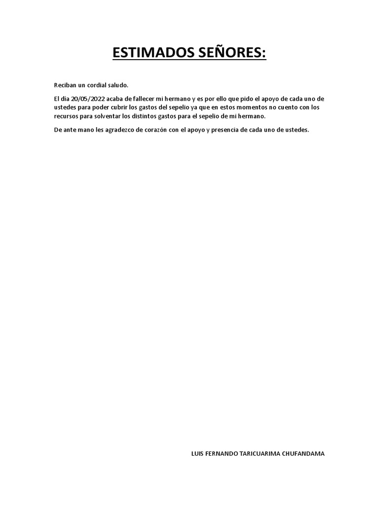 Estimados Señores | PDF