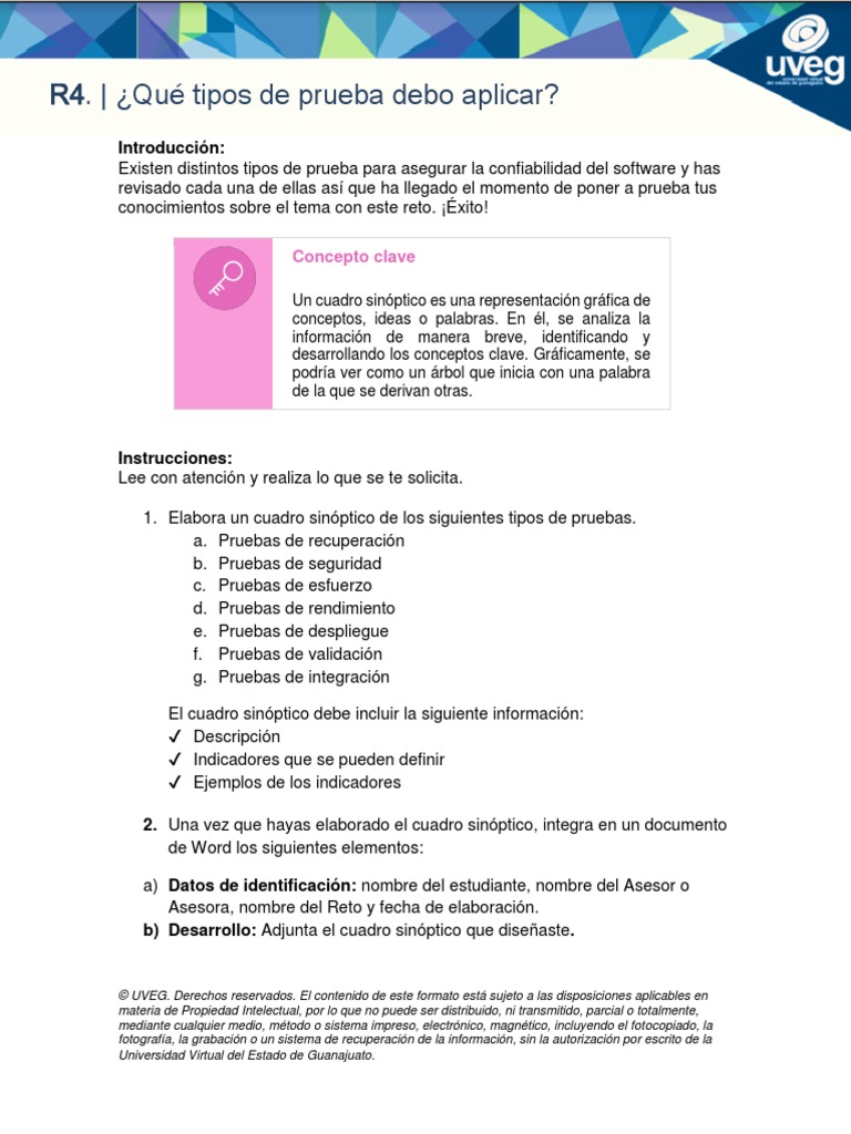 Cuadro Sinóptico de Tipos de Pruebas | PDF | Información | Propiedad ...