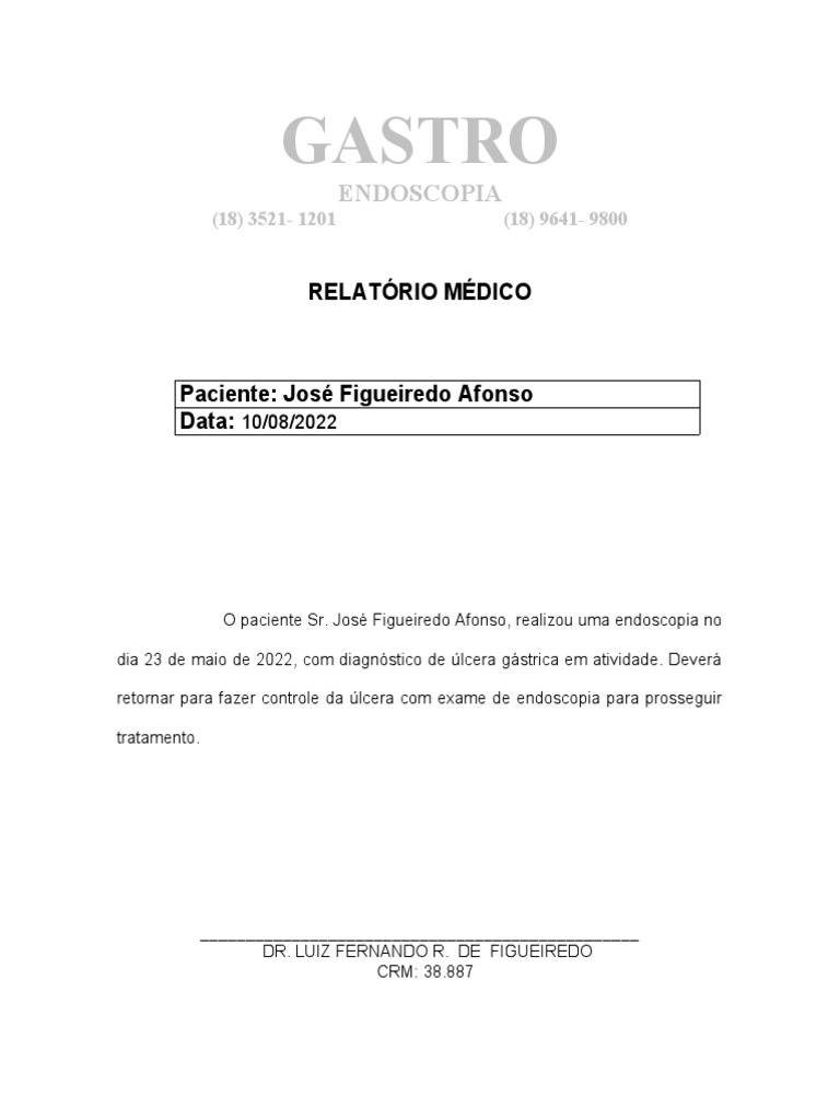 Modelo de Relatorio Médico | PDF