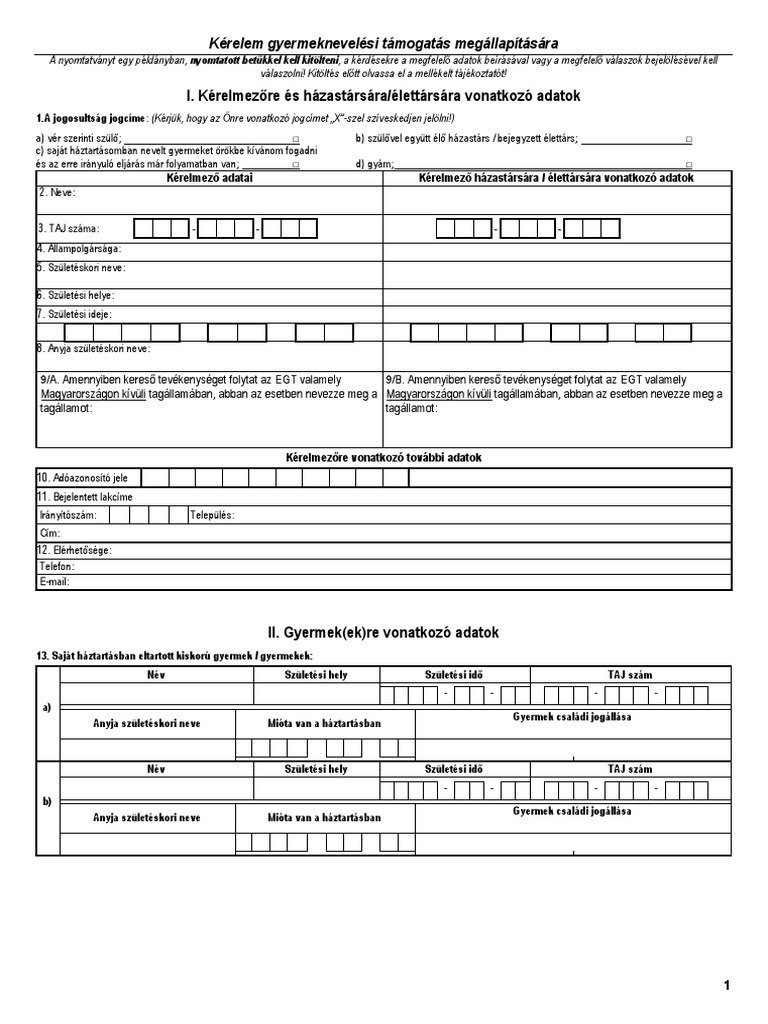 Kérelem GYET Megállapítására | PDF