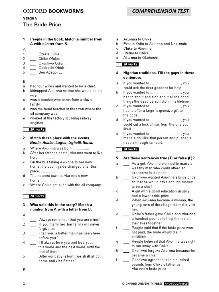 Obw The Bride Price | PDF