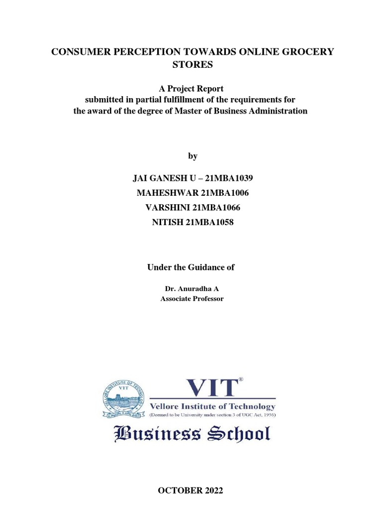 Consumer Perception Towards Online Grocery Stores. | PDF | Consumer ...