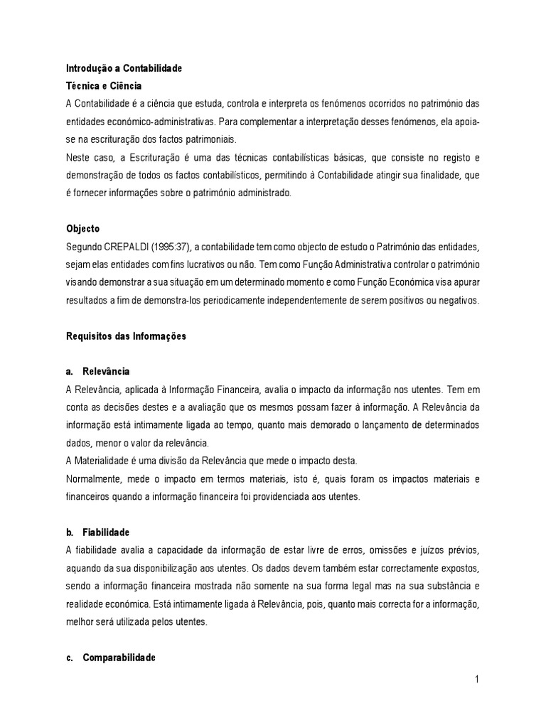 Aula 1 - Introdução A Contabilidade | PDF | Contabilidade | Economia