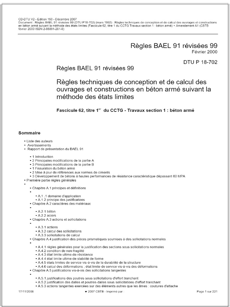 Règles BAEL 91 Révisées 99 - PDF Téléchargement Gratuit | PDF