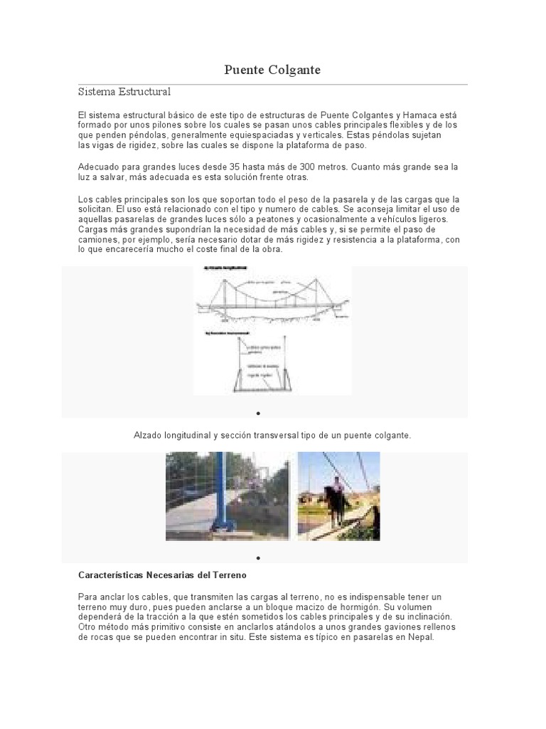 Puente Colgante | PDF | Puente | Hormigón