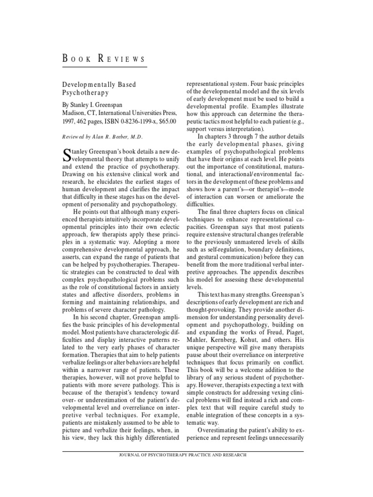 Stanley Greenspan Developmentally-Based-Psychotherapy | PDF ...