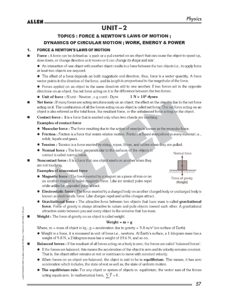 2 - force, nlm, circular motion, wpe ( allen ijso ) | PDF