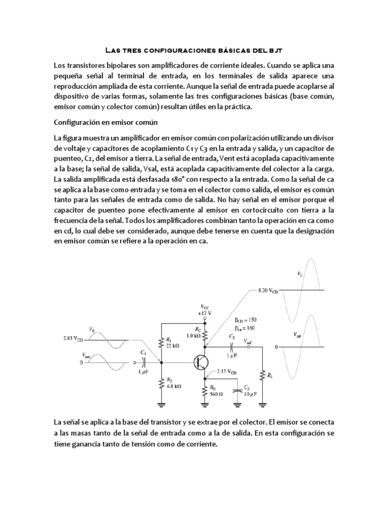 Las Tres Configuraciones Basicas Del BJT | PDF | Transistor | Transistor de unión bipolar