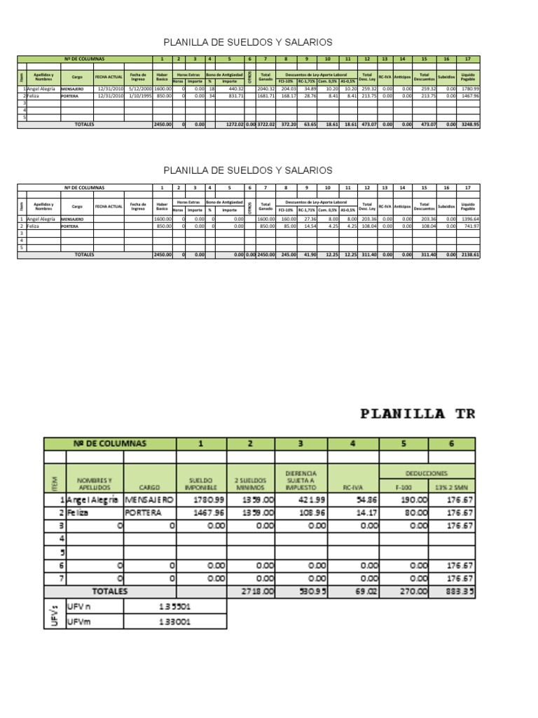 PLANILLAS DE SUELDOS 2020 | PDF