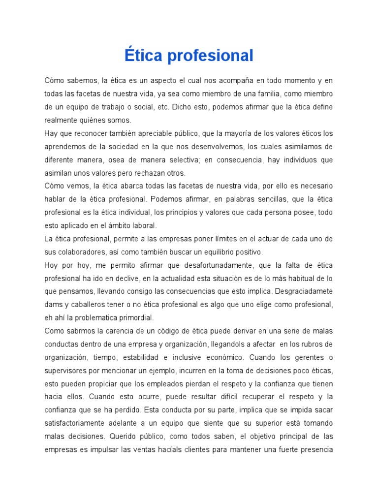 Falta de Ética Profesional | PDF | Comportamiento | Business