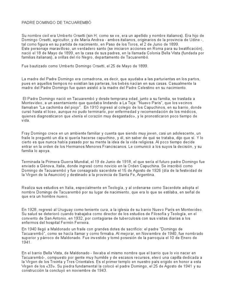 Biografía del Padre Domingo Orsetti | PDF | Religión y espiritualidad