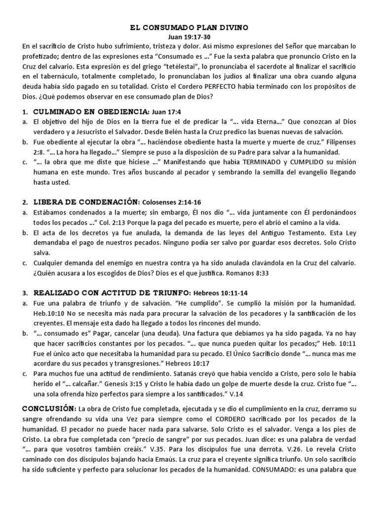 El Consumado Plan Divino Pdf Pecado Cristo Título