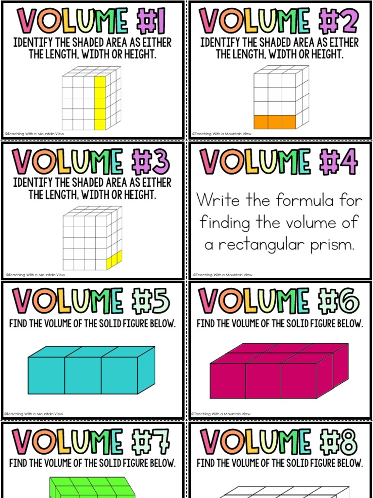Volume Task Cards | PDF | Area | Length