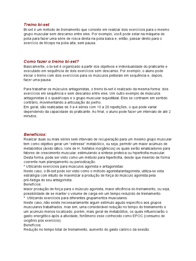 Treino Bi Set - Coach Lucas Gomes | PDF | Músculo esquelético | Hipertrofia muscular