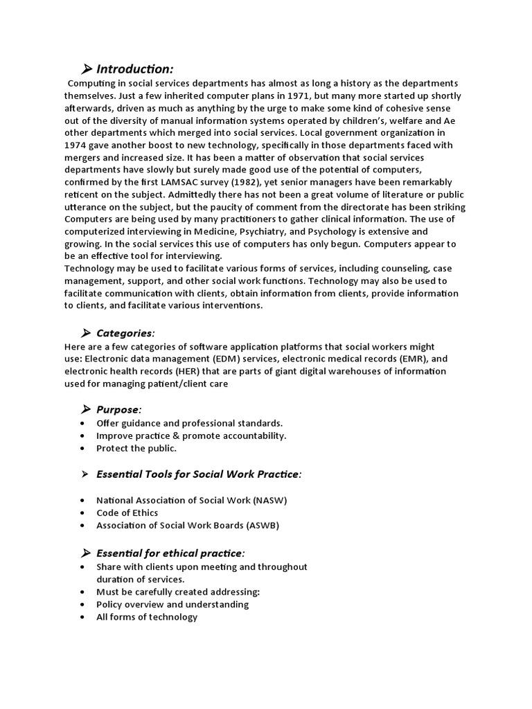 Computers in Social Services Practice | PDF | Social Work | Electronic ...