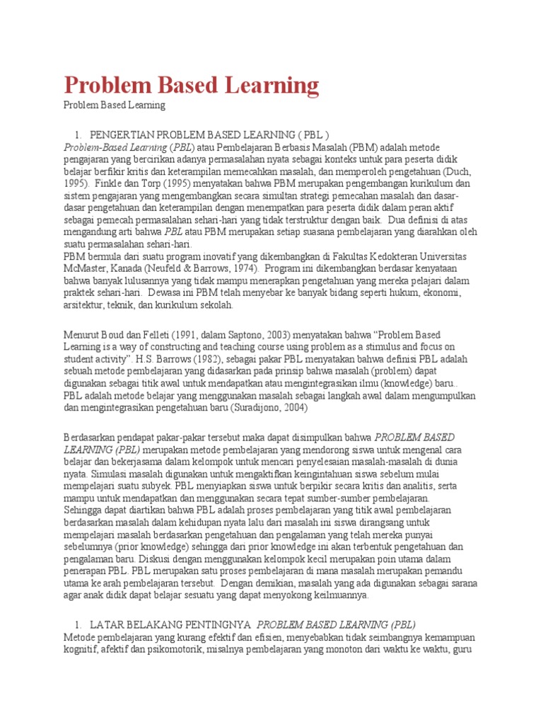 Problem Based Learning (PBL) | PDF