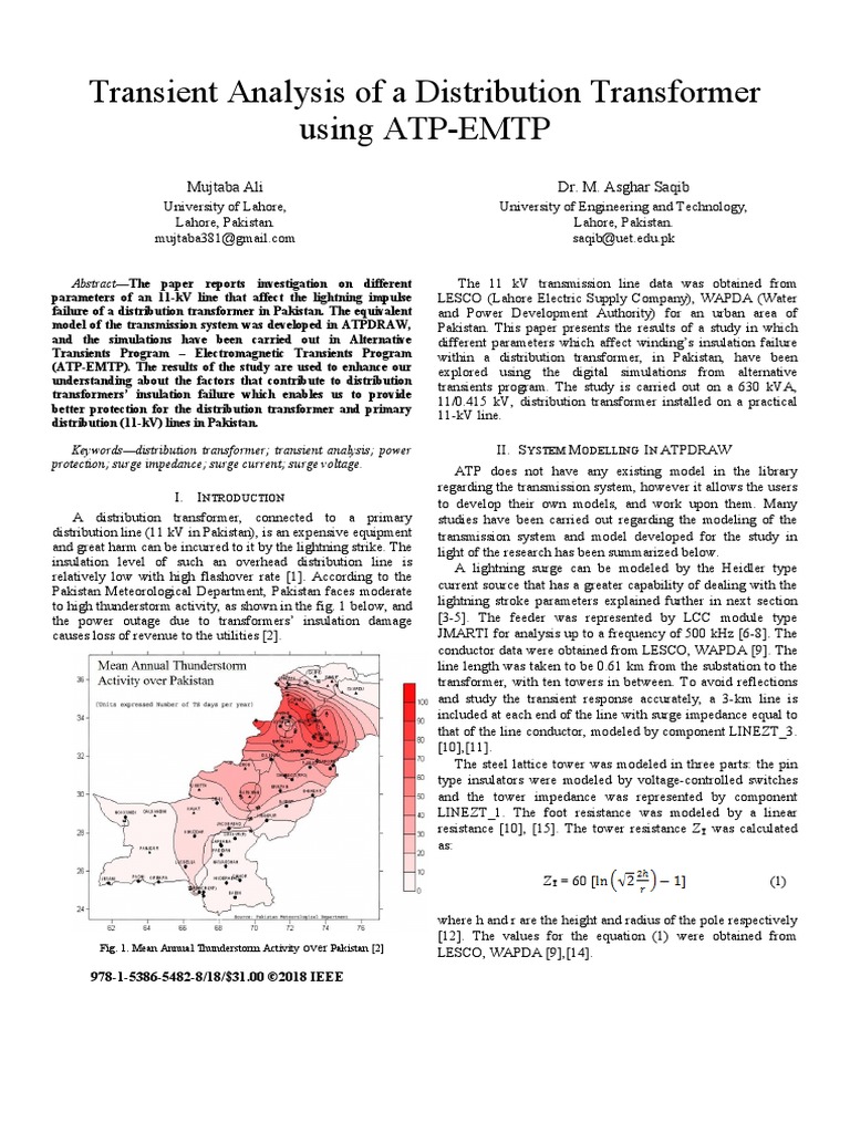 Transient Analysis Of A Distribution Transformer Using Atp Emtp Pdf