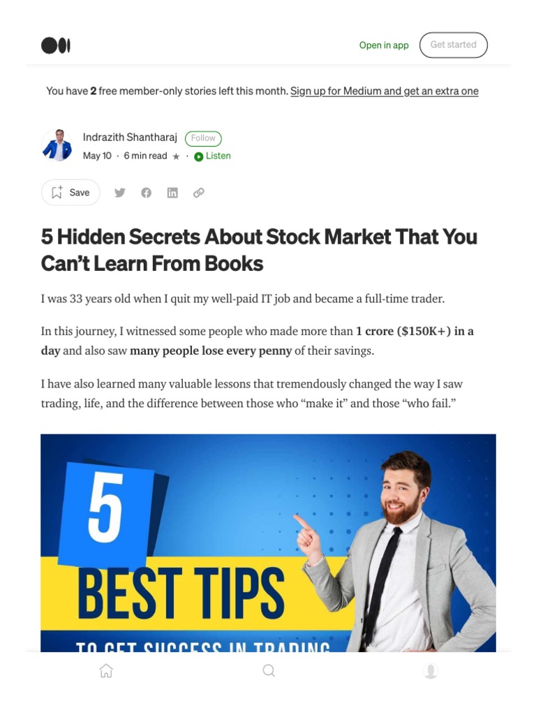 5 Hidden Secrets About Stock Market That You Can't Learn From Books - by Indrazith Shantharaj ...