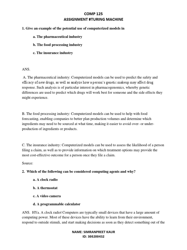 Turing Machine Assignment Overview | PDF | Computer Simulation ...