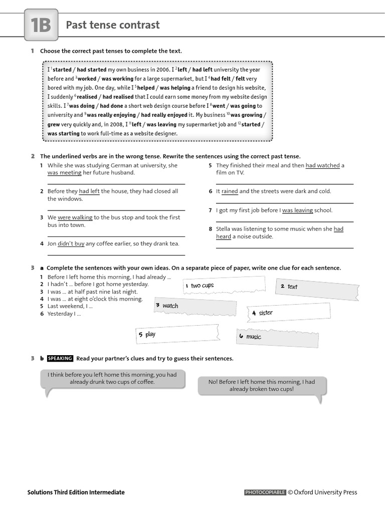 1B Past Tense Contrast | PDF
