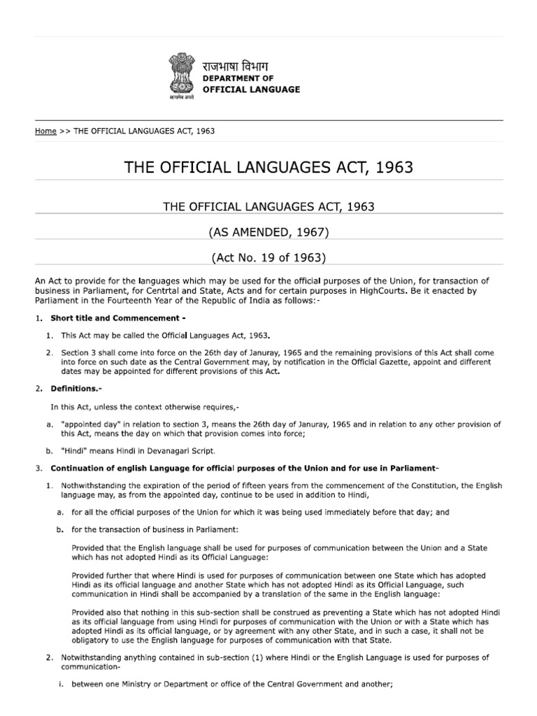 Official Language Act | PDF