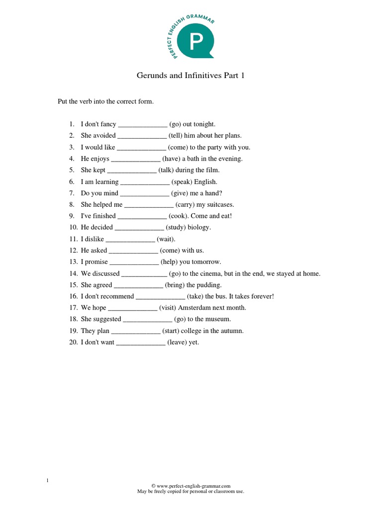 Gerunds and Infinitives Part 1 | PDF | Language Arts & Discipline