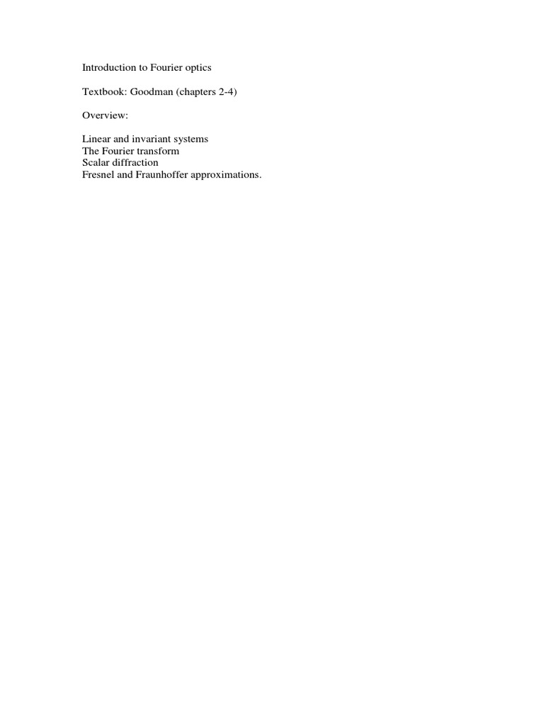 Intro To Fourier Optics Pdf