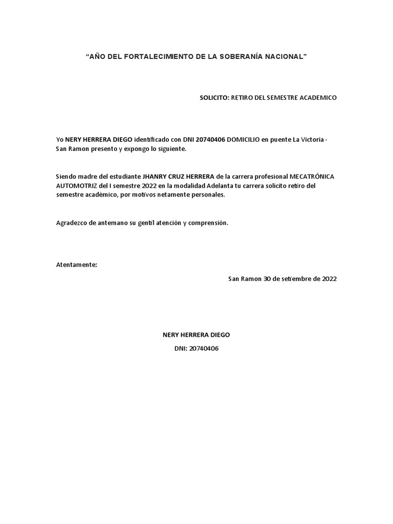 Solicitud de Retiro | PDF