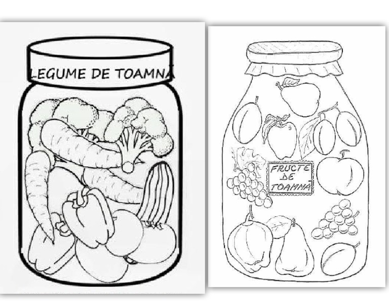 Borcane cu legume și fructe de colorat | PDF