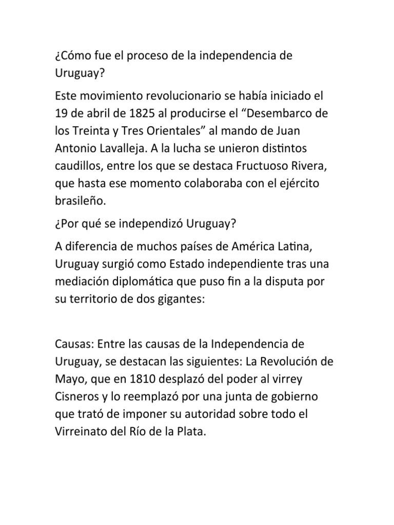 Cómo Fue El Proceso de La Independencia de Uruguay | PDF | América del ...