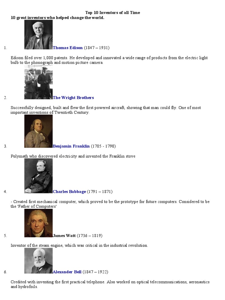 Top 10 Inventors of All Time | PDF