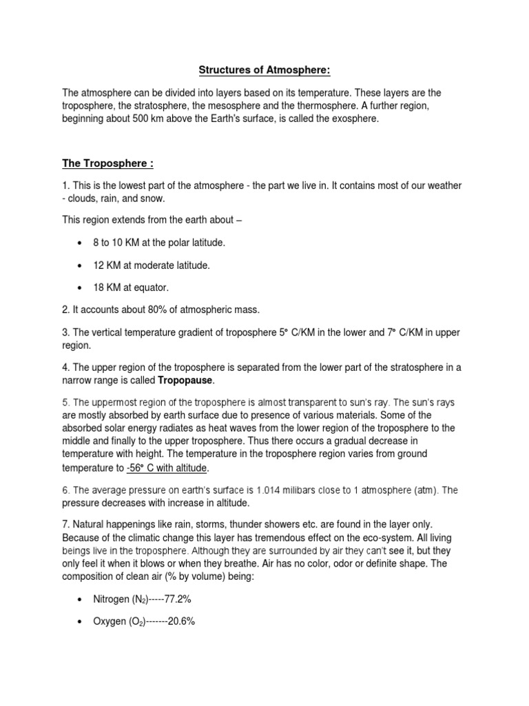 Structure of Atmosphere | PDF