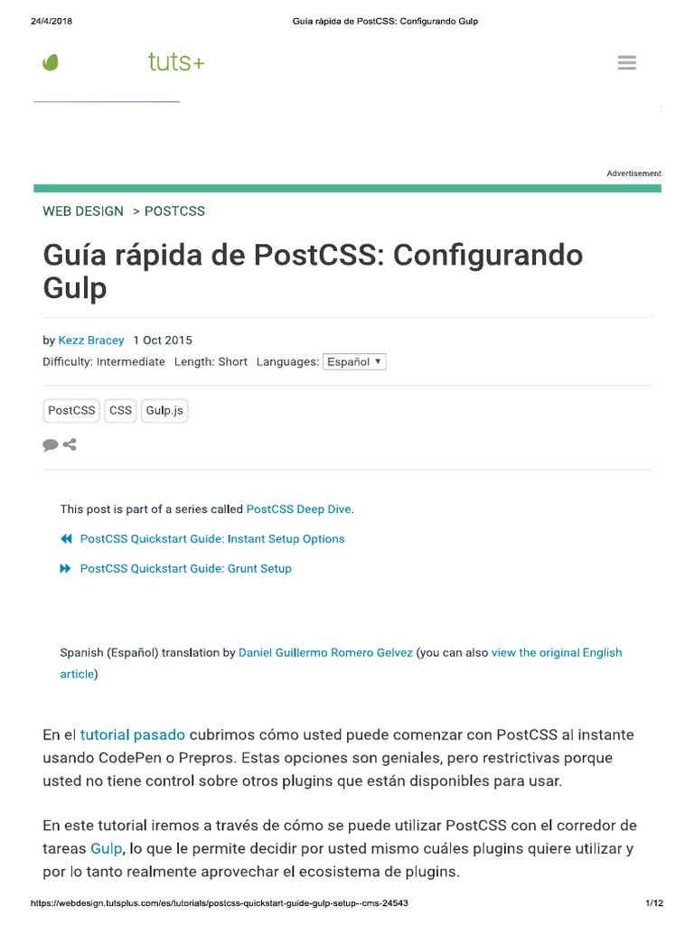 Guía Rápida de PostCSS - Configurando Gulp | PDF Guía Rápida de PostCSS - Configurando Gulp | PDF