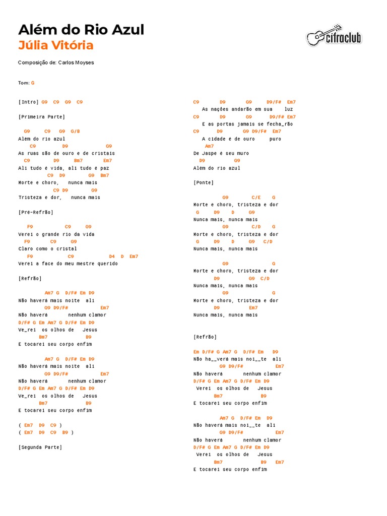 Cifra Club - Júlia Vitória - Além Do Rio Azul | PDF