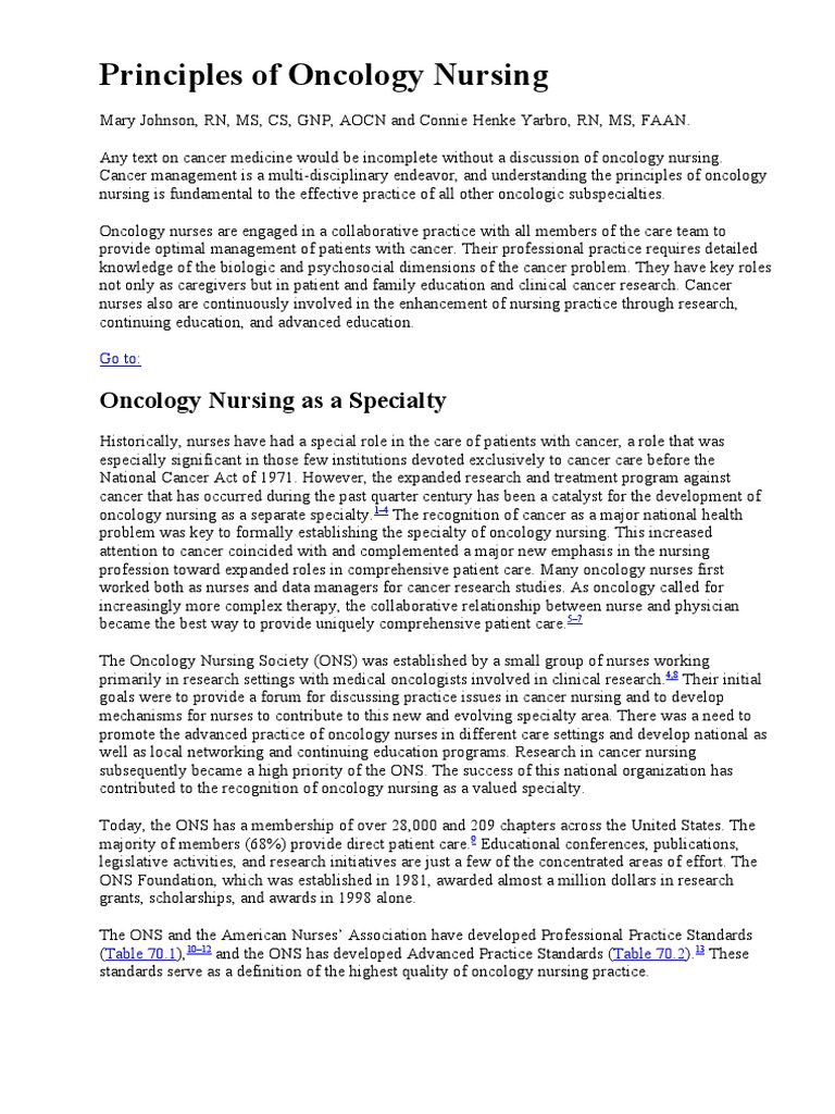Principles of Oncology Nursing Practice | PDF | Radiation Therapy | Nursing